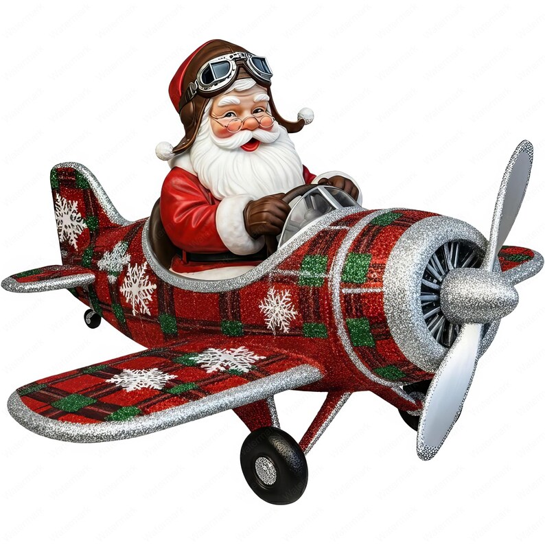 Santa Airplane Clipart: Holiday PNG Bundle (digital Download) - Etsy