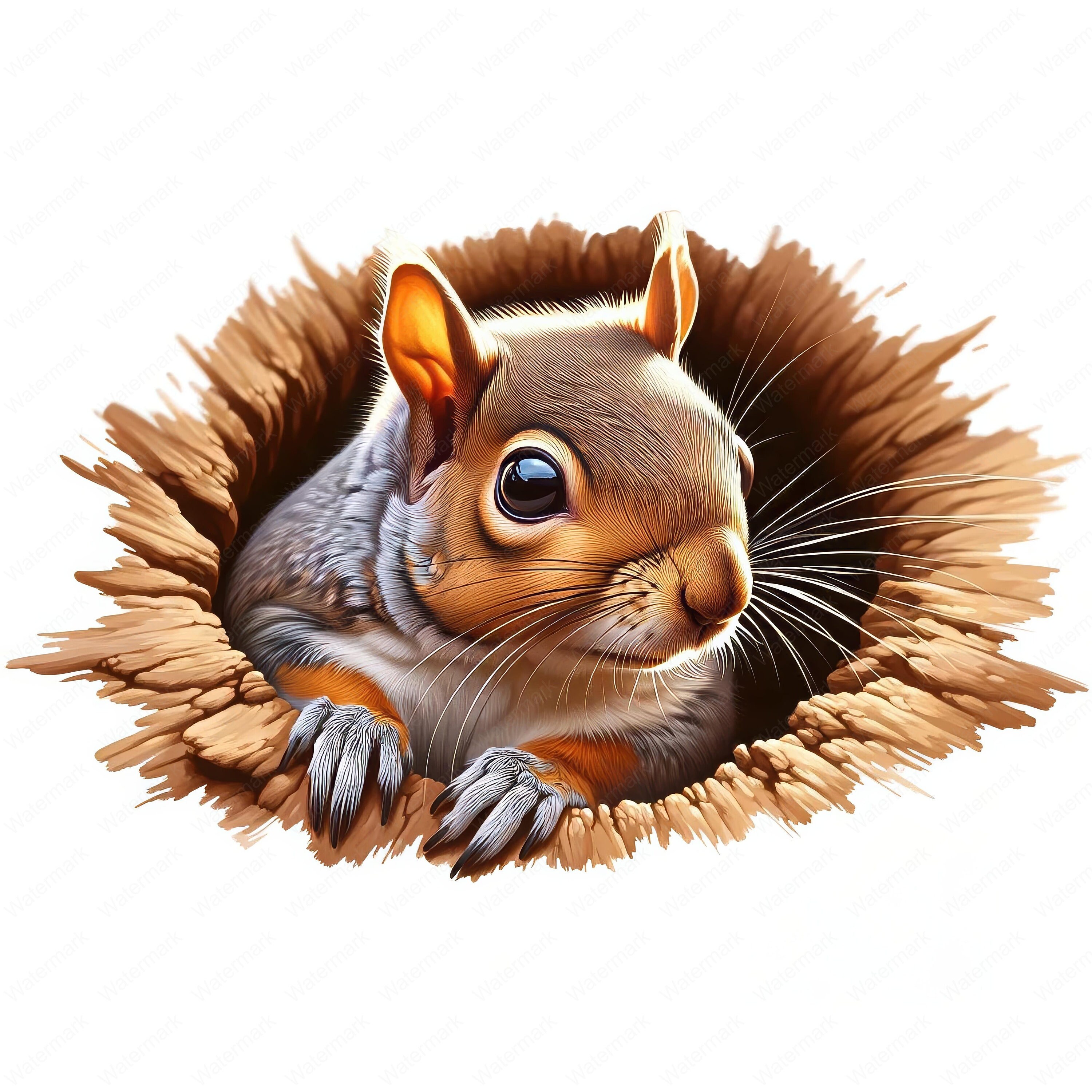 Realistic Squirrel Clipart Bundle: Forest Animal Art (digital Download ...