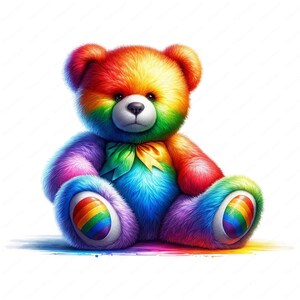 Rainbow Teddy Bear Clipart | 10 High-quality Designs | Colorful Bear ...