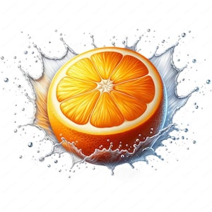 Orange Clipart | Juicy Orange Clipart Bundle With Splash Effect | 10 ...