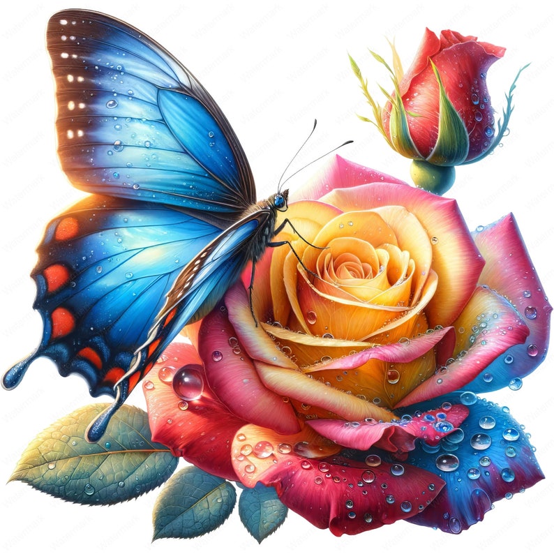 Butterfly Garden Clipart Bundle | Floral Art, Commercial Use (digital ...