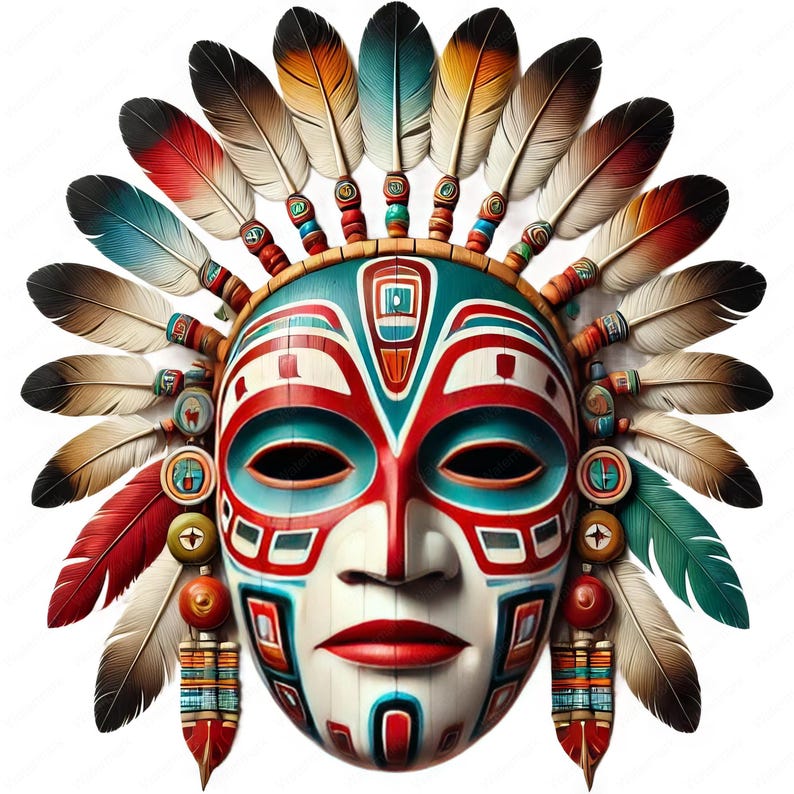 Tribal Mask Clipart: Vibrant Indigenous Art Designs (digital Download ...