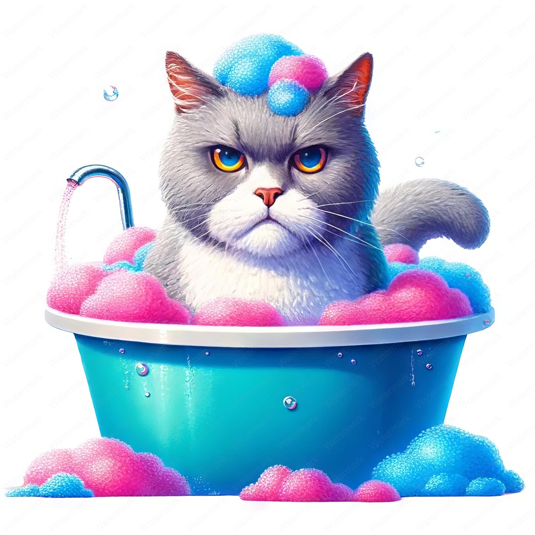 Bath Cat Clipart | Adorable Bath Cat Clipart Bundle | 10 High-quality ...