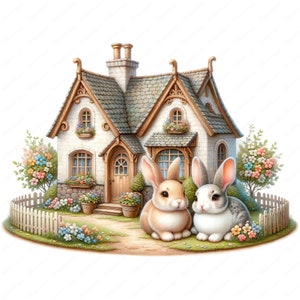 Bunny House Clipart | Cozy Bunny House Clipart Bundle | 10 High-quality ...