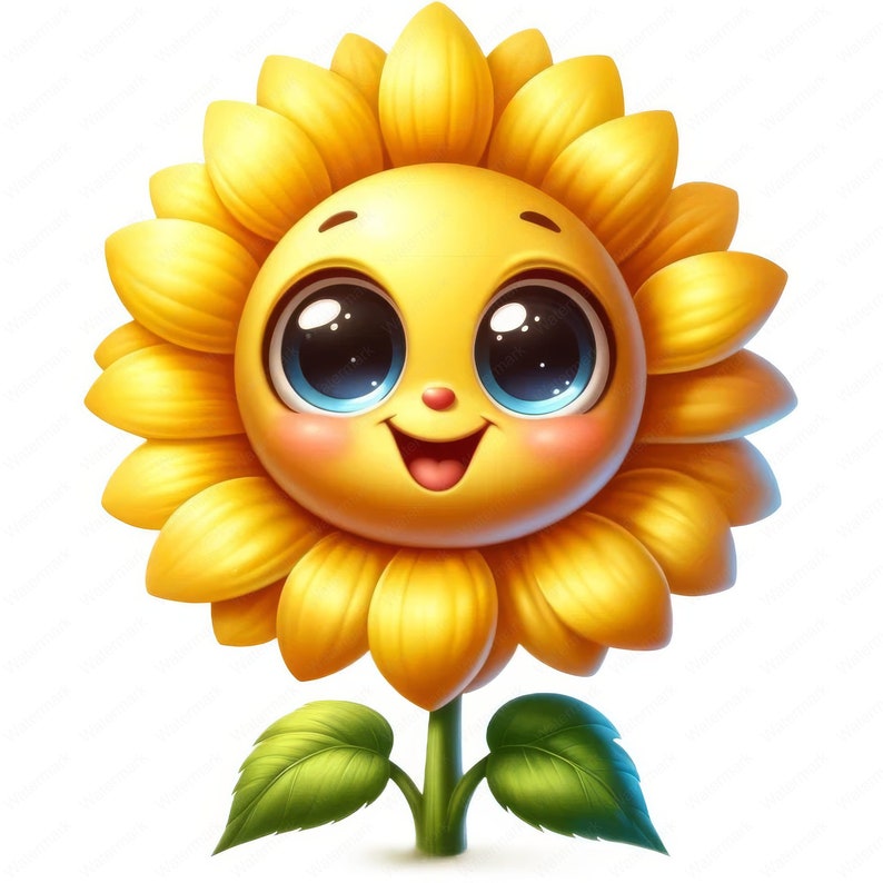 Sunflower Smiley Face Clipart Bundle | Cheerful Flower Art (digital ...