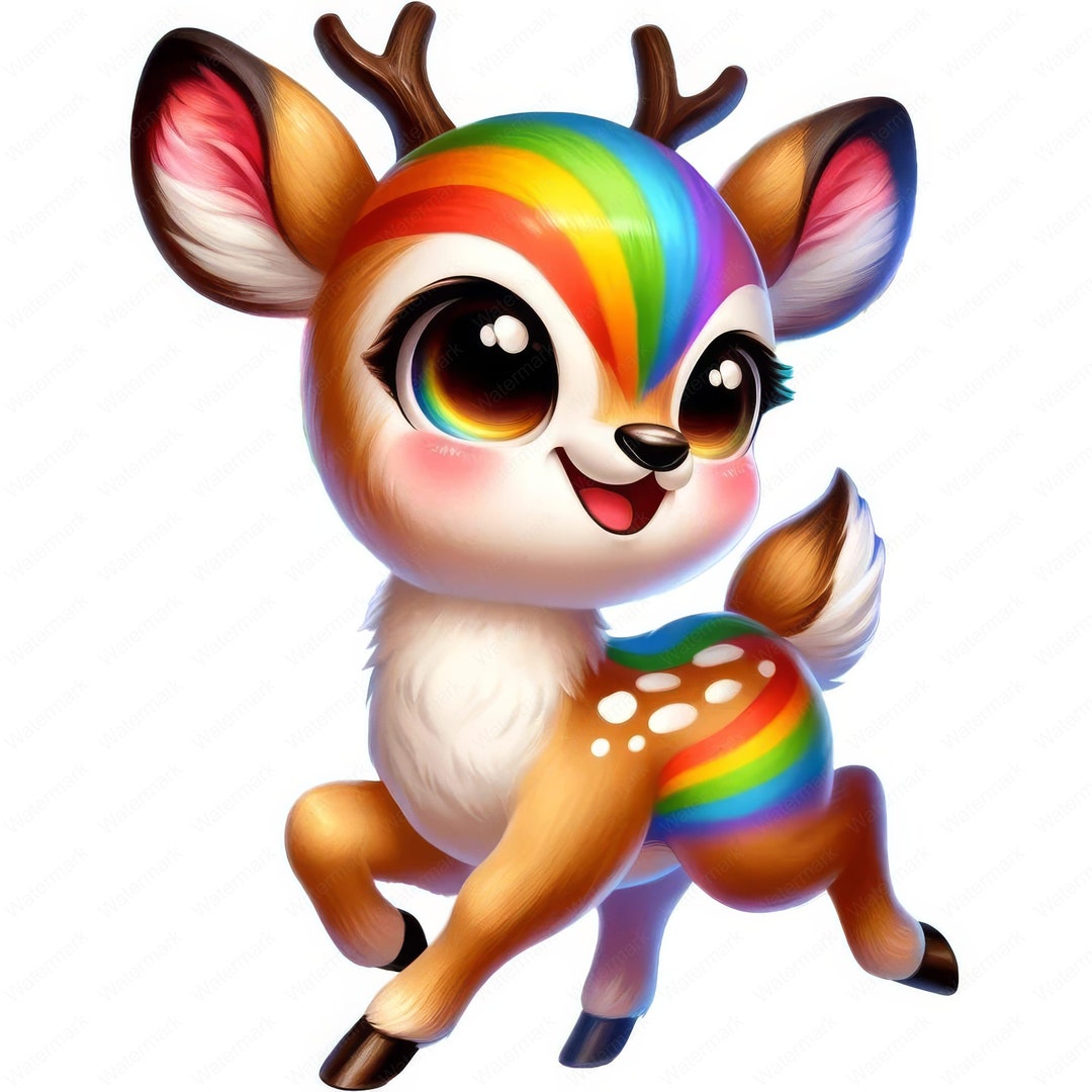 Rainbow Deer Clipart | Colorful Rainbow Deer Clipart Bundle | 10 High ...