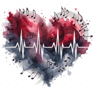 Musical Heartbeat Clipart | Rhythmic Heartbeat Clipart Bundle | 10 High ...