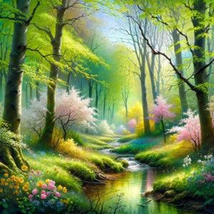 Spring Forest Clipart | Spring Forest Digital Paper | Vibrant Designs ...