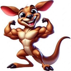 Muscular Kangaroo Clipart Bundle: Fitness Art Printables (digital ...
