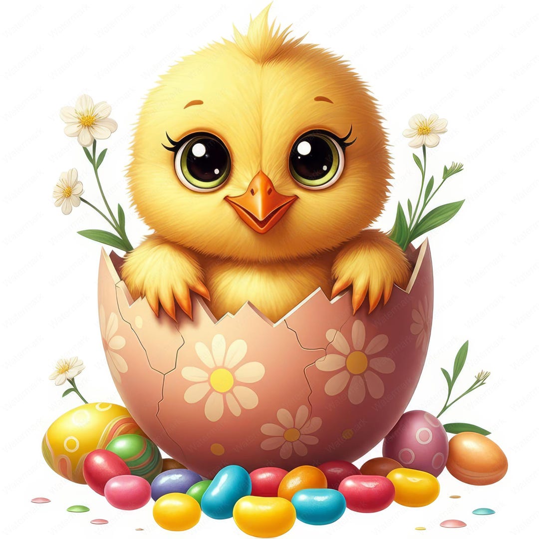 Spring Chick Clipart: Hat & Egg PNG Bundle (digital Download) - Etsy