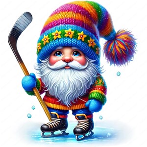 Hockey Gnome Clipart | Winter Gnome Ice Skating Clipart Bundle | 10 ...