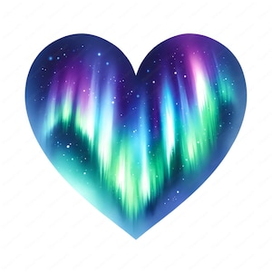 Aurora Heart Clipart: Northern Lights Design (digital Download) - Etsy