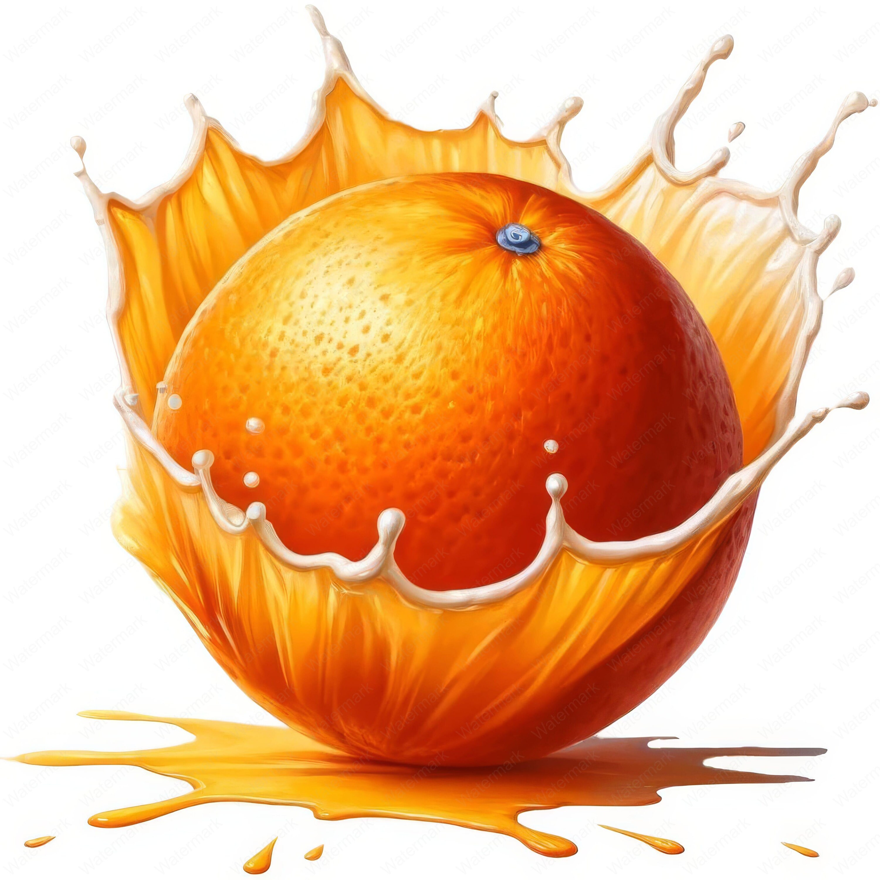 Juicy Orange Clipart Bundle: Splash Effect Fruit Art (digital Download ...