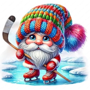 Hockey Gnome Clipart | Winter Gnome Ice Skating Clipart Bundle | 10 ...