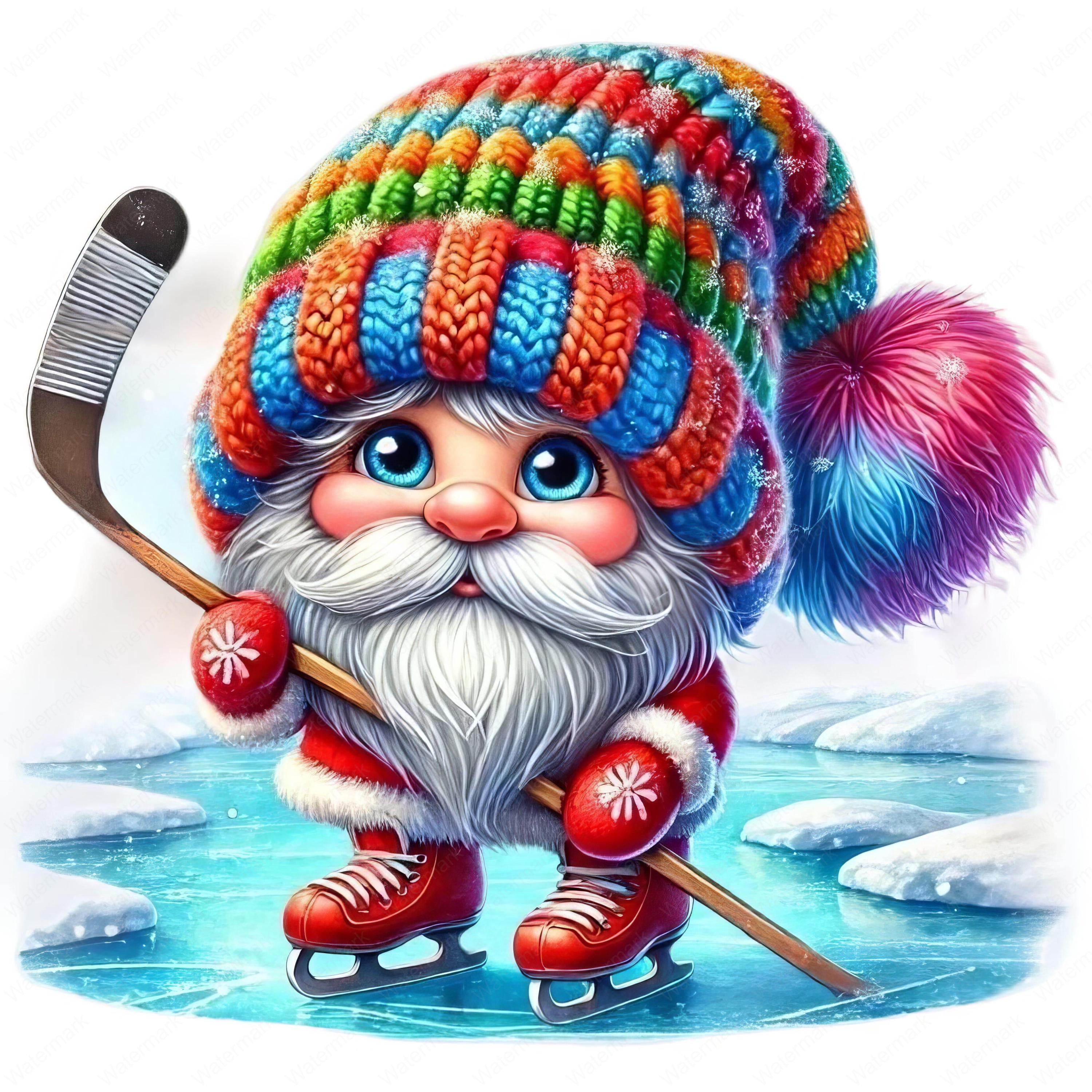Hockey Gnome Clipart Bundle: Winter Ice Skating Designs (digital ...