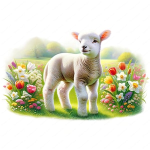 Spring Lamb Clipart | Adorable Spring Lamb Clipart Bundle | 10 High ...