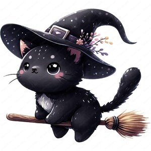 Witch Cat Clipart | Cute Witch Cat Clipart Bundle | 10 High-quality ...