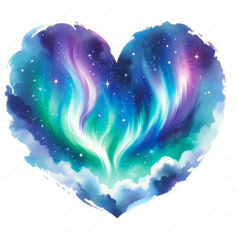 Aurora Heart Clipart: Northern Lights Design (digital Download) - Etsy