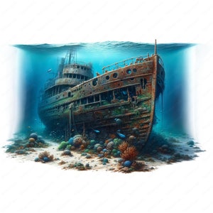 Sunken Ship Clipart: Nautical Art Bundle (digital Download) - Etsy