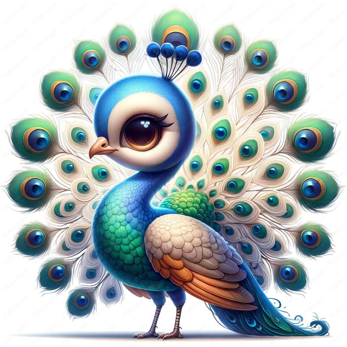 Clipart paon mignon | Adorable lot de cliparts paon | 10 modèles de ...