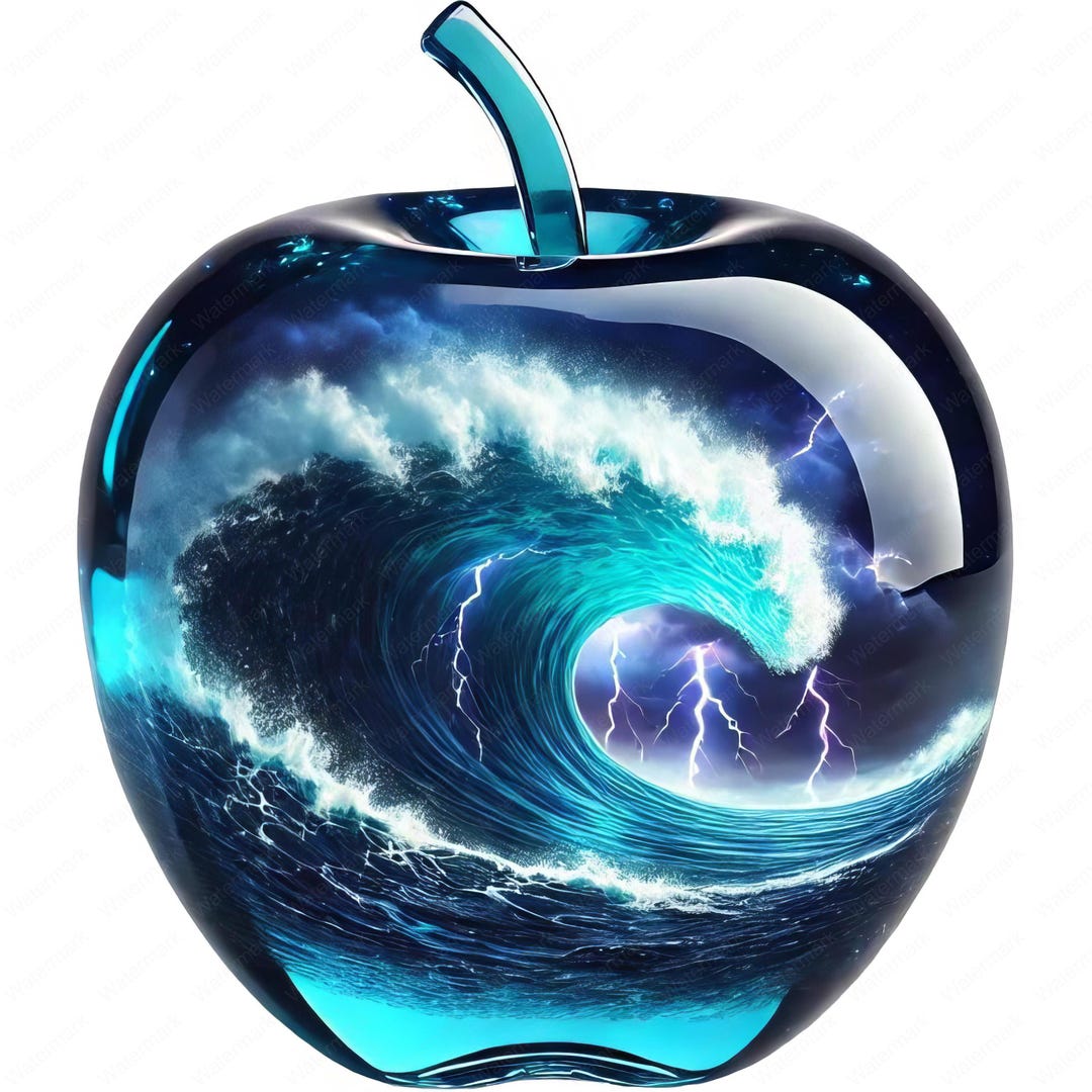 Stormy Ocean Apple Clipart: Lightning Art Printables (digital Download ...