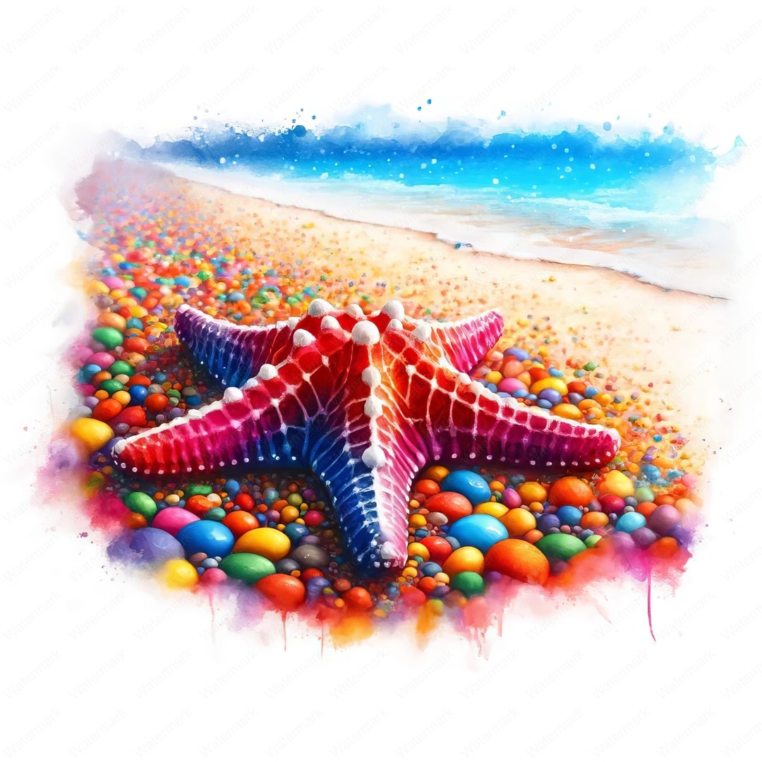 Colorful Starfish Clipart Bundle: Ocean Art Printables (digital ...