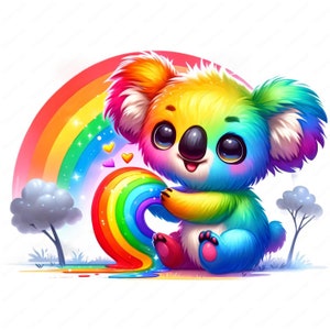 Rainbow Koala Clipart | Cute Rainbow Koala Clipart Bundle | 10 High ...