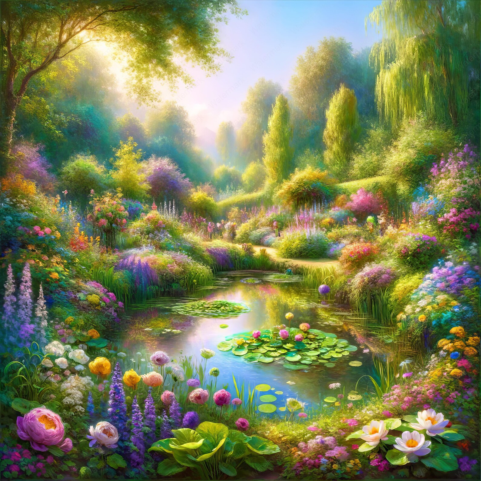 Monet's Garden Clipart: Impressionistic Floral Designs (digital ...
