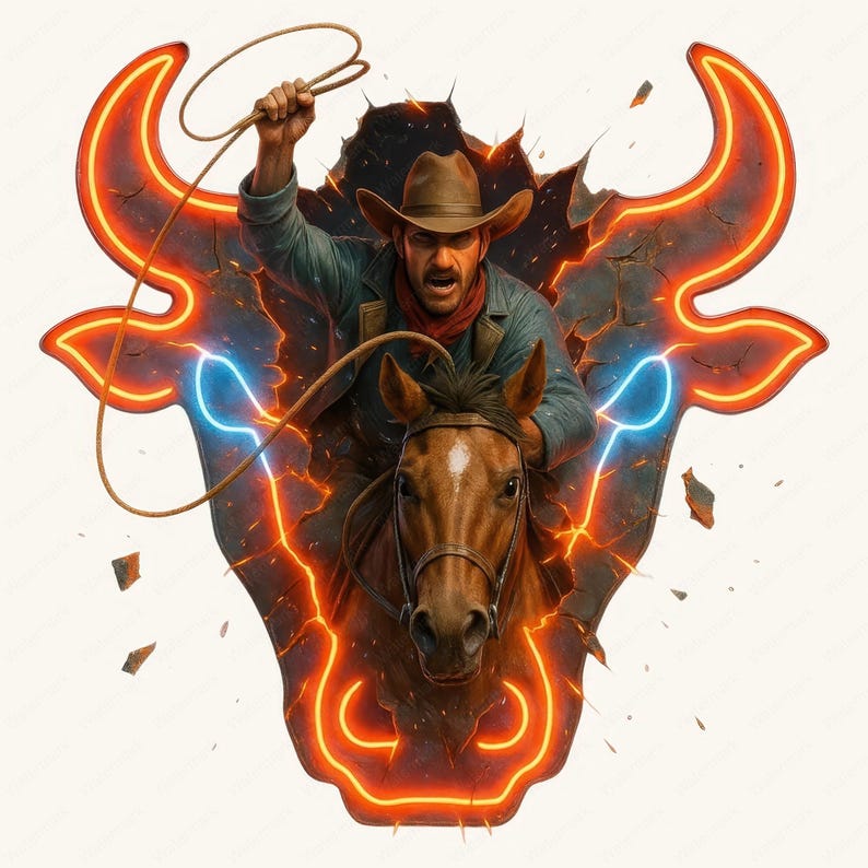 Neon Cowboy Clipart Bundle: Wild West Rodeo Pngs (digital Download) - Etsy