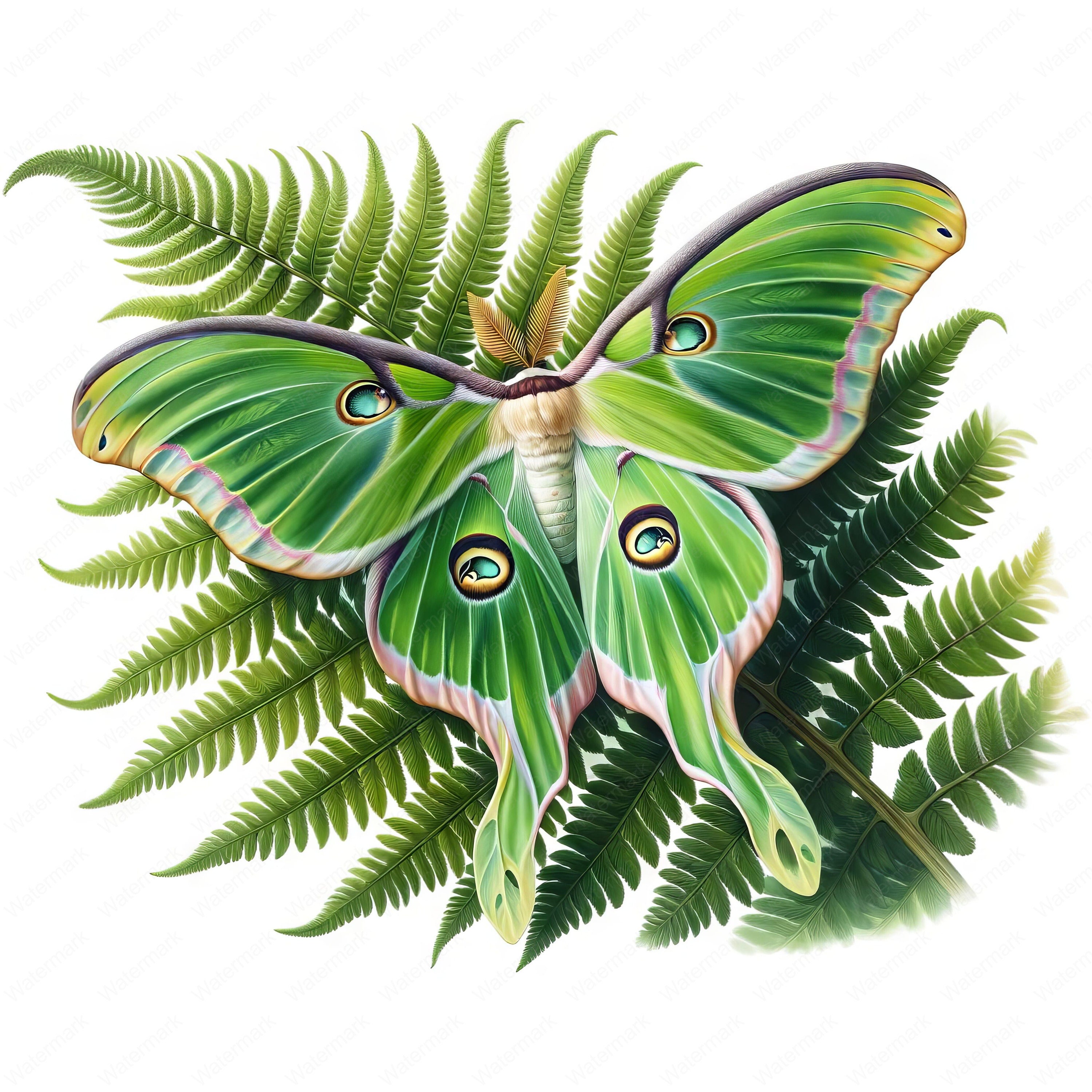 Elegant Luna Moth Clipart Bundle | Commercial Butterfly Art (digital ...