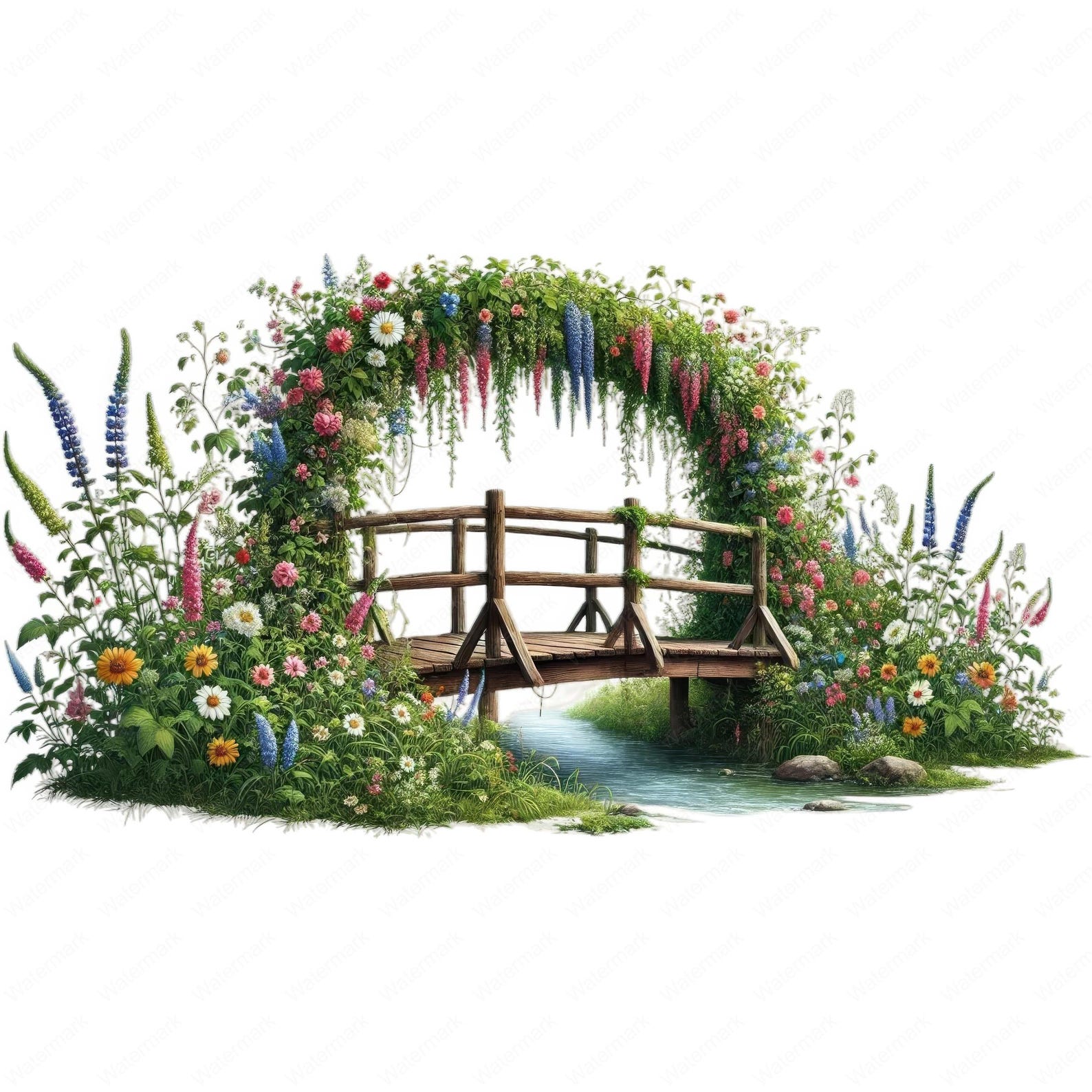Floral Bridge Clipart: Garden Art Designs (digital Download) - Etsy