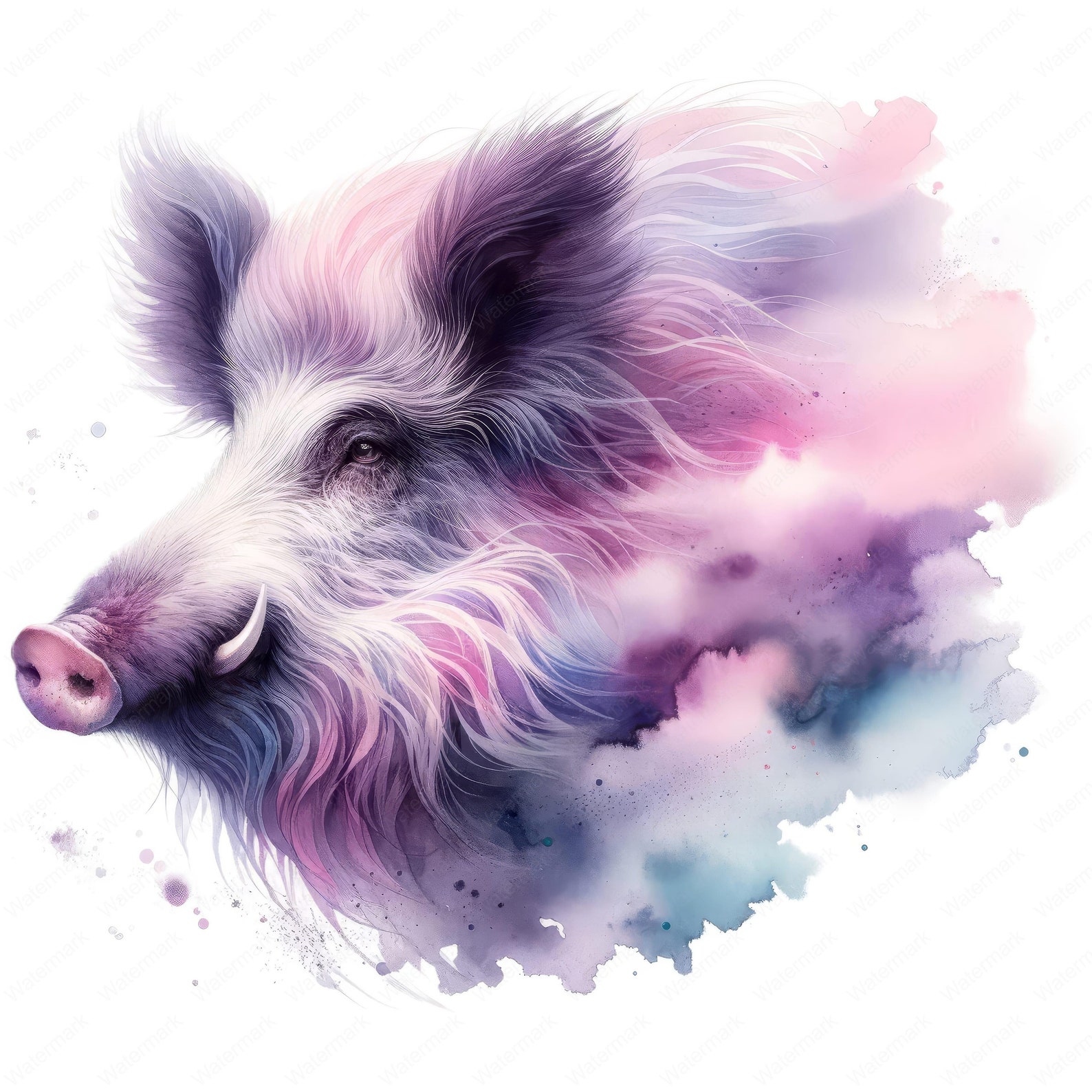 Wild Boar Watercolor Clipart | Printable Animal Designs (digital ...