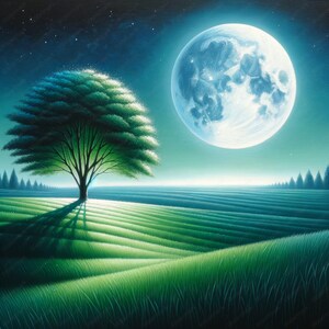 Moonlit Night Clipart: Green Fields Digital Paper (JPG, PDF) - Etsy