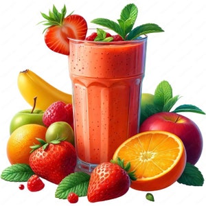 Fruit Smoothie Clipart | Refreshing Summer Clipart Bundle | 10 High ...