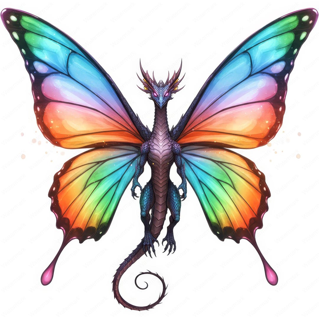 Butterfly Dragon Clipart | Fantasy PNG Bundle | 10 High-quality Designs ...