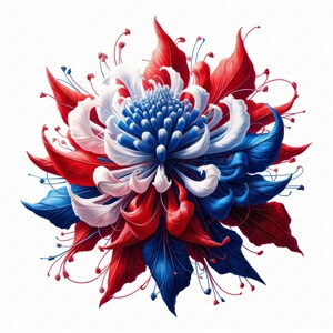 4th of July Flower Clipart | Patriotic Flower Clipart Bundle | 10 High ...