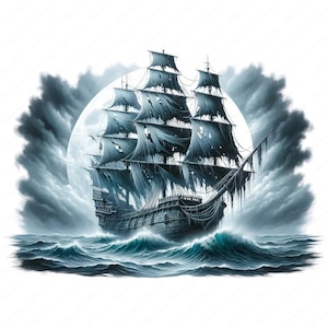 Ghost Ship Clipart | Mysterious Ghost Ship Clipart Bundle | 10 High ...