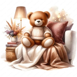 Cozy Teddy Bear Clipart | Warm Cozy Teddy Bear Clipart Bundle | 10 High ...