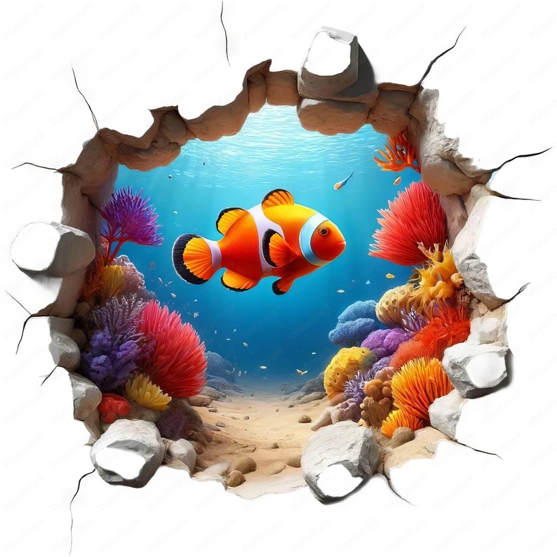3D Clownfish Clipart Bundle: Aquarium Art Printables (digital Download ...