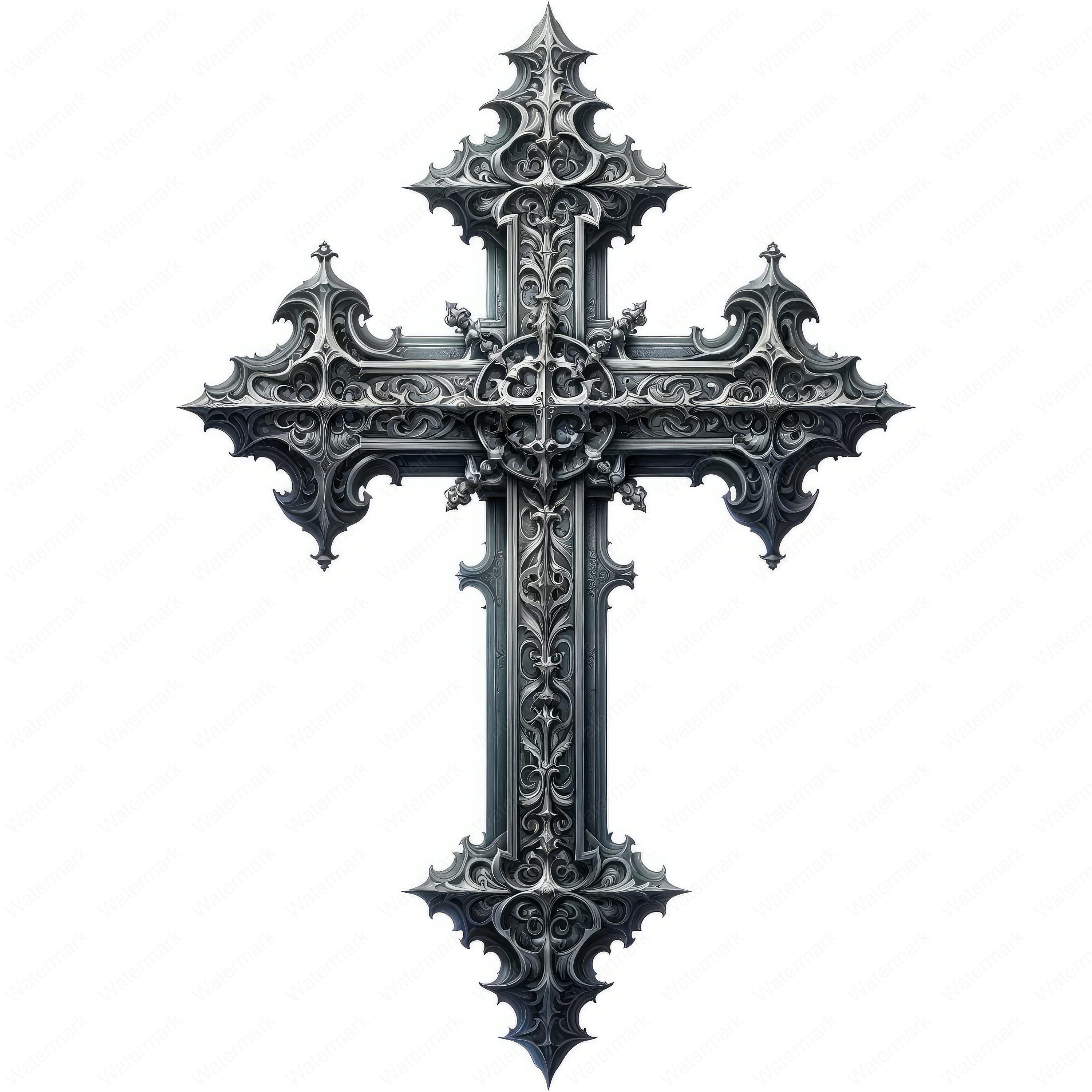 Intricate Gothic Cross Clipart: Medieval Art Designs (digital Download ...