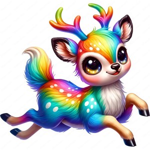 Rainbow Deer Clipart | Colorful Rainbow Deer Clipart Bundle | 10 High ...
