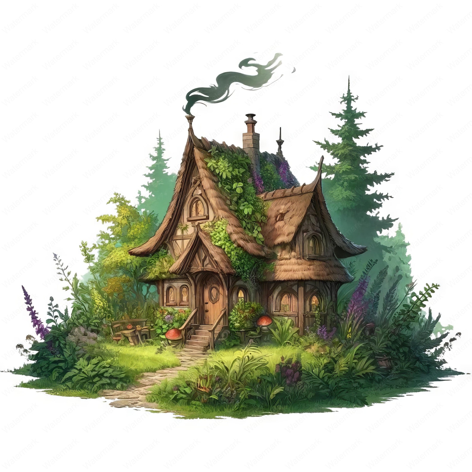 Enchanted Witch Cottage Clipart Bundle: Fantasy Art Printables ...