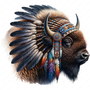 Tribal Bison Clipart | Majestic Tribal Bison Clipart Bundle | 10 High ...