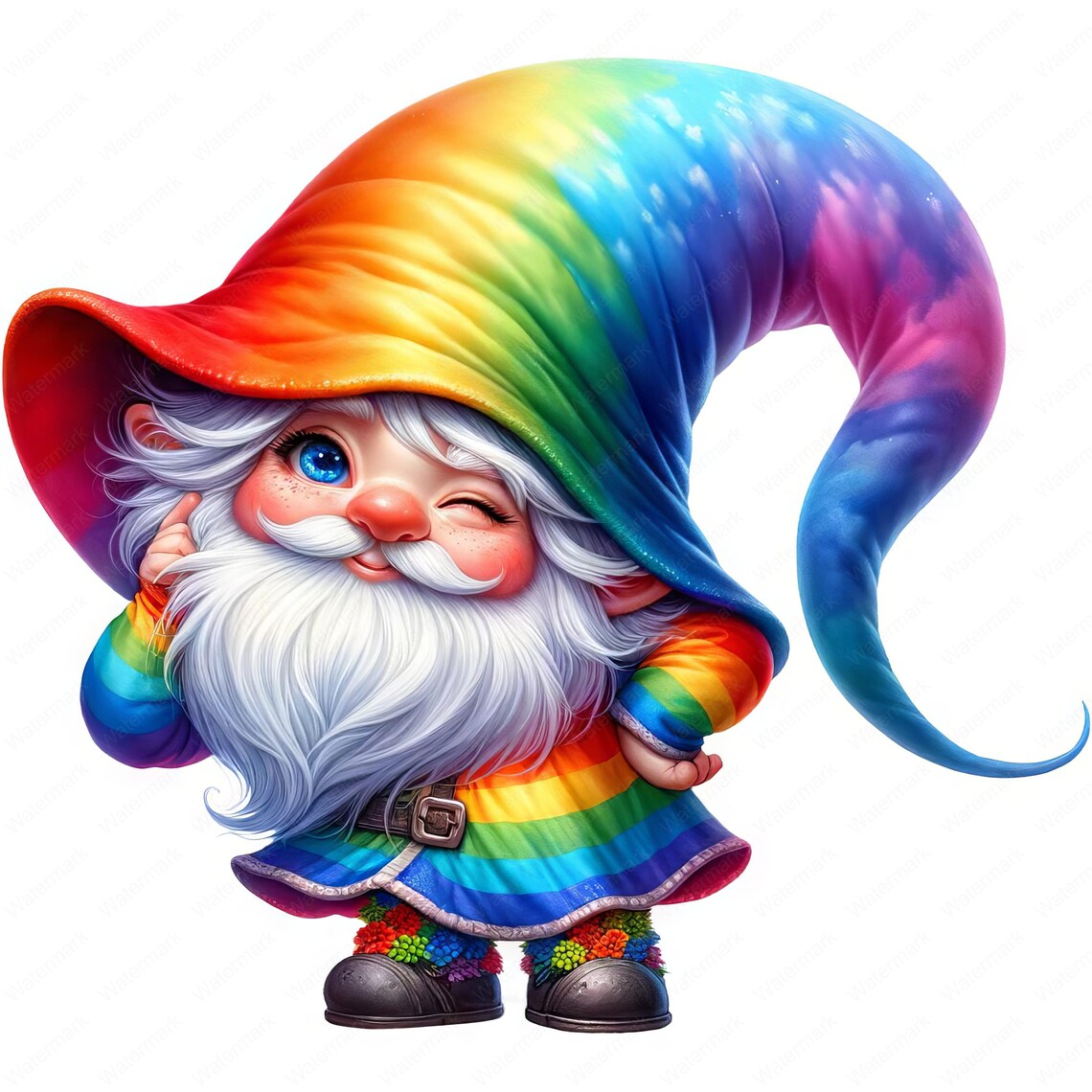 Rainbow Gnome Clipart Bundle: Fantasy Art Printables (digital Download ...