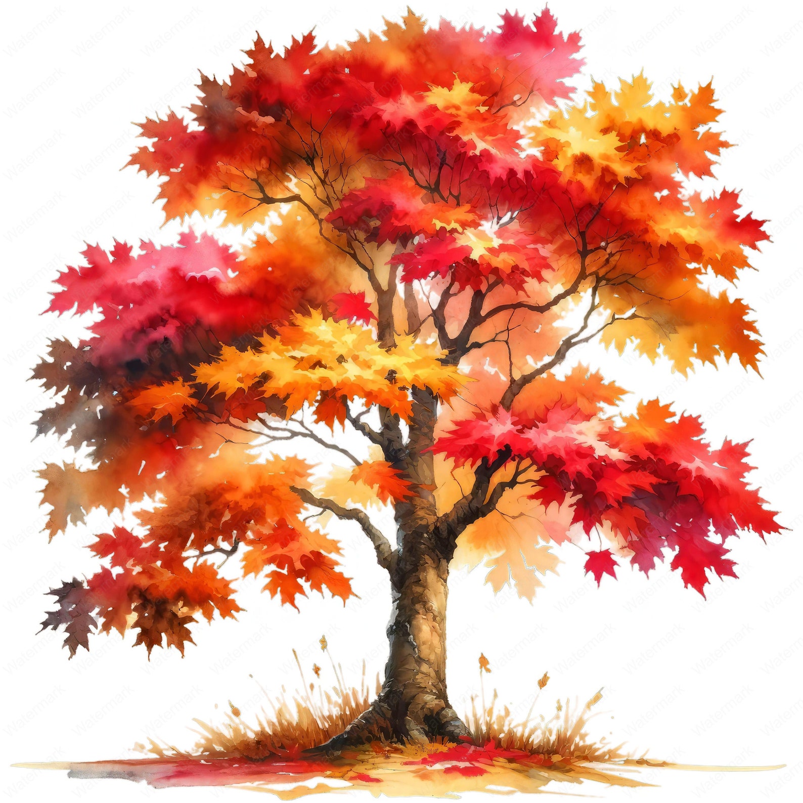 Autumn Maple Tree Clipart Bundle: Vibrant Fall Art (digital Download ...