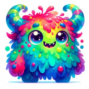 Vibrant Monster Clipart Clipart Bundle 10 Colorful - Etsy