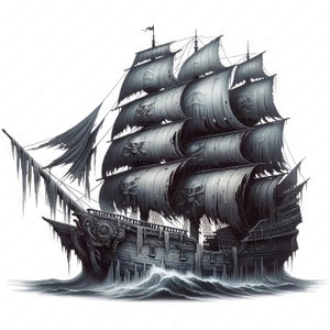 Ghost Ship Clipart | Mysterious Ghost Ship Clipart Bundle | 10 High ...