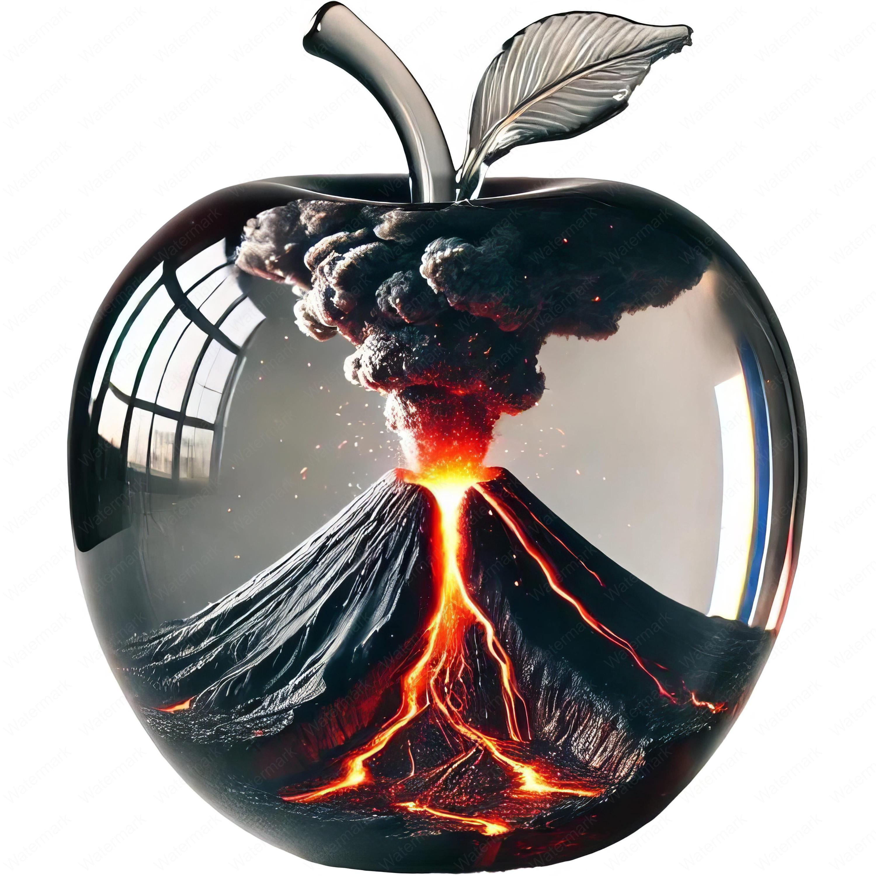 Erupting Volcano Apple Clipart: Lava Art Printables (digital Download ...