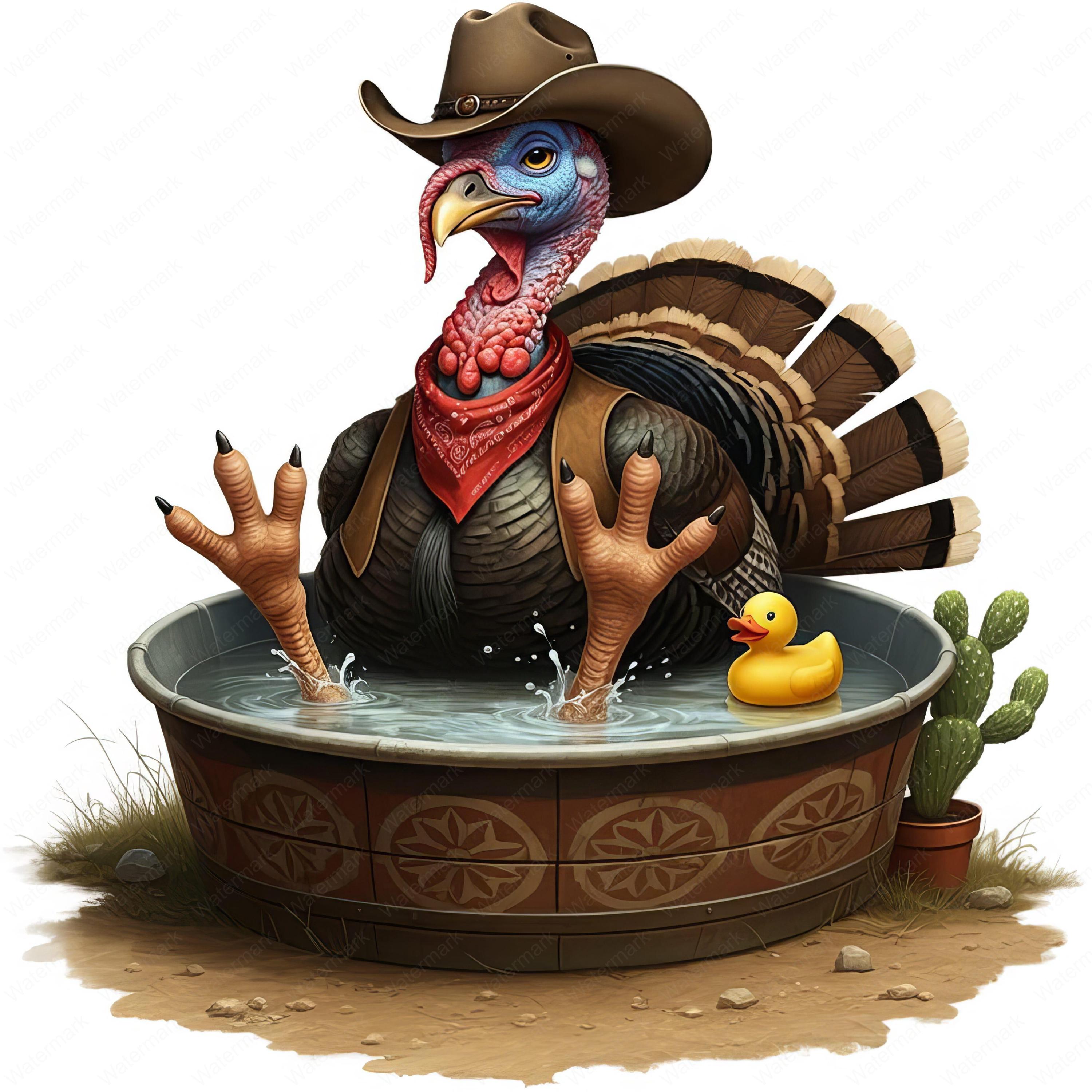 Cowboy Turkey Clipart: 3D Western Cartoon PNG Bundle (digital Download ...