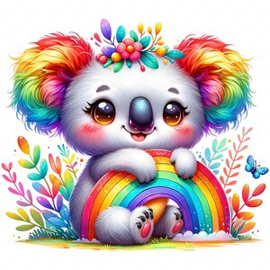 Rainbow Koala Clipart | Cute Rainbow Koala Clipart Bundle | 10 High ...